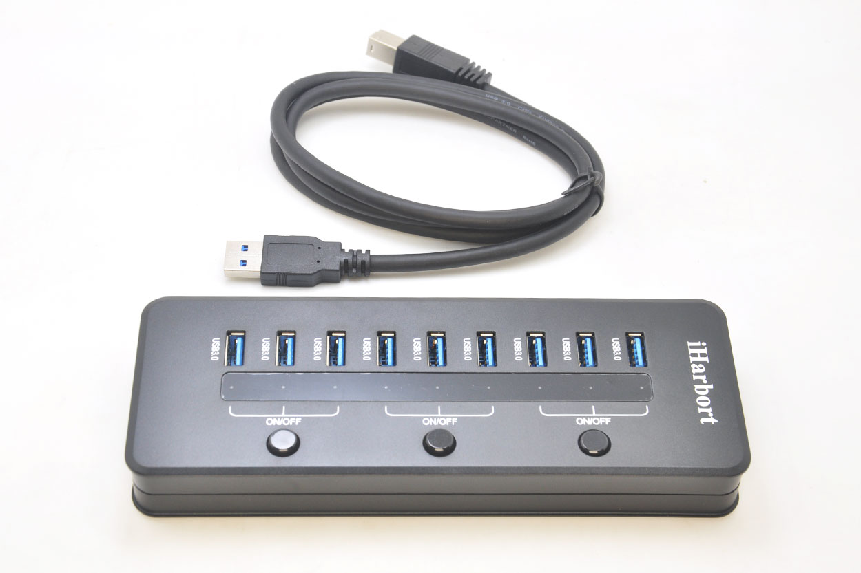 全新iHarbort USB 3.0 10 Port Hub 集线器 10口USB 3.0 HUB 12V4A电源独立供电HUB VIA ...