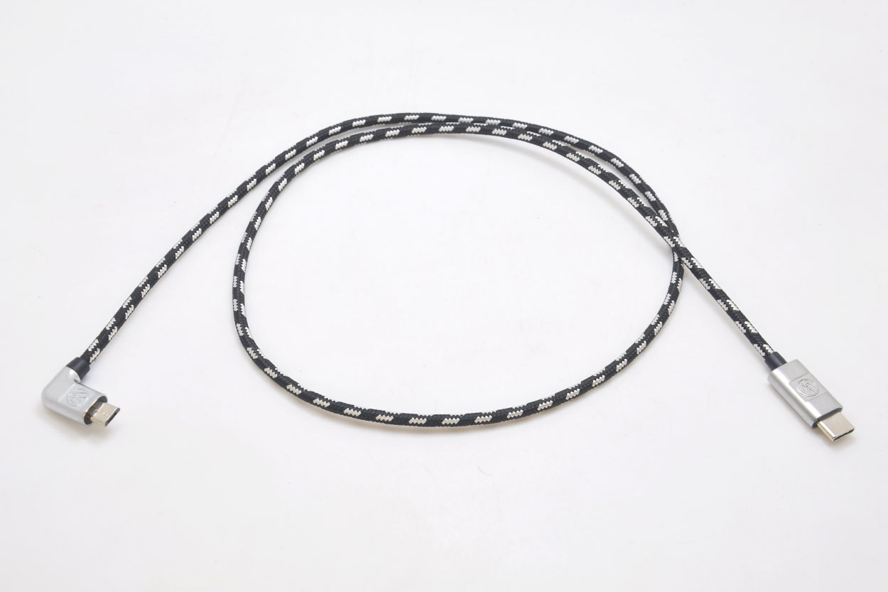 原装Volkswagen大众汽车USB-C to Micro USB 金属弯头 编织网 OTG线 USB DAC解码线 遥控器线 ...