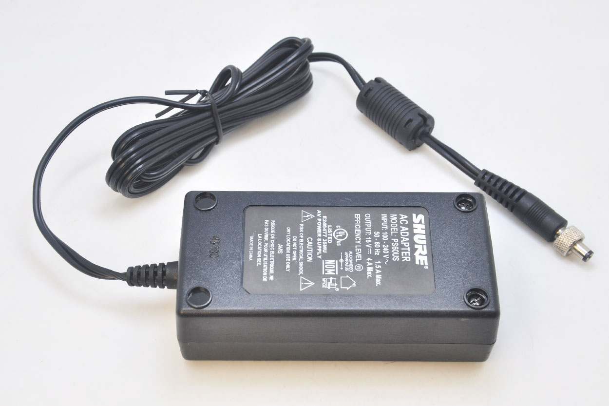 售完存档：原装正品舒尔SHURE PS60US in-line 15V4A电源兼容PS45US适用于UA844US UA844SWB宽带超高频 ...