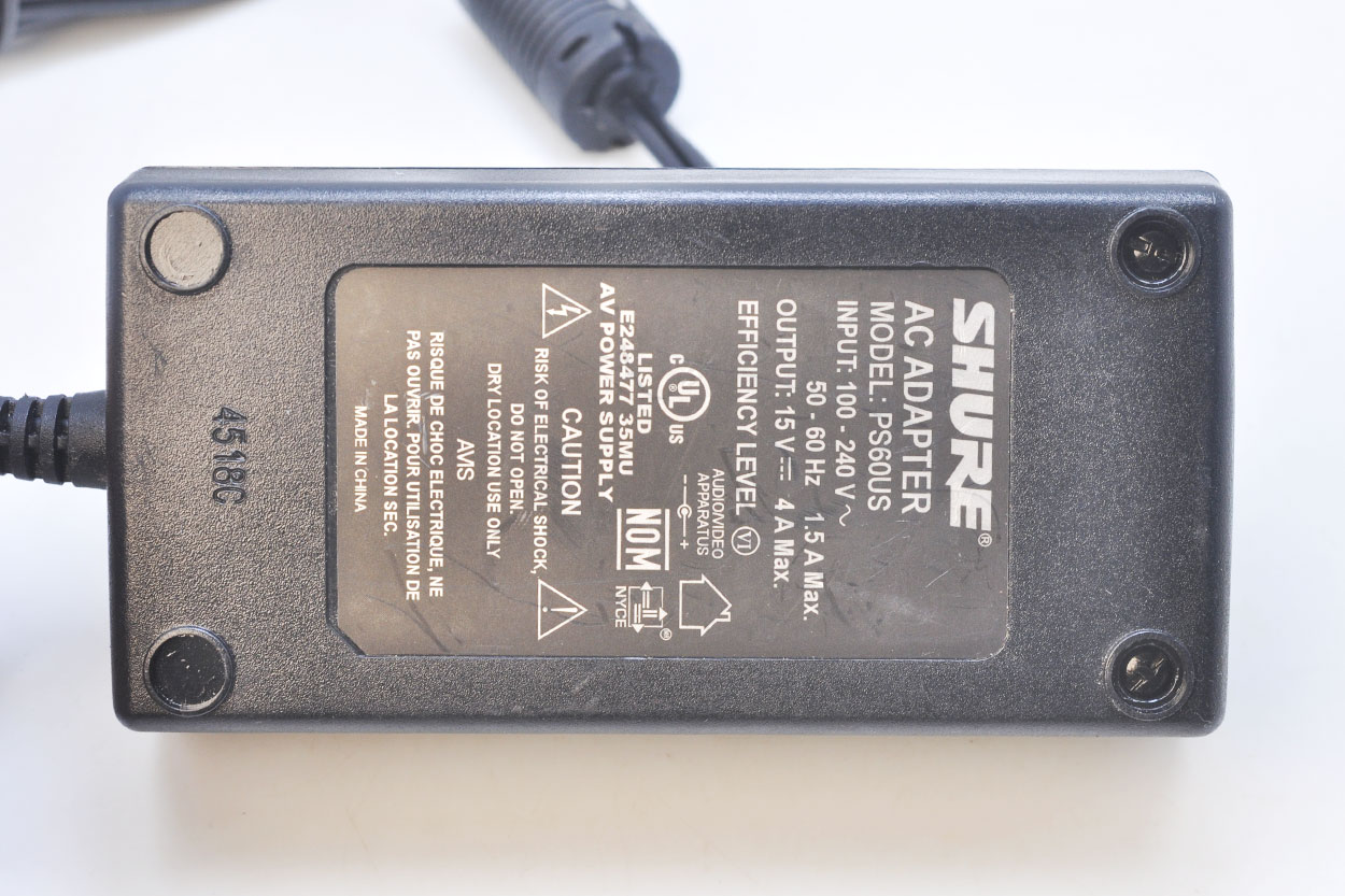 售完存档：原装正品舒尔SHURE PS60US in-line 15V4A电源兼容PS45US适用于UA844US UA844SWB宽带超高频 ...