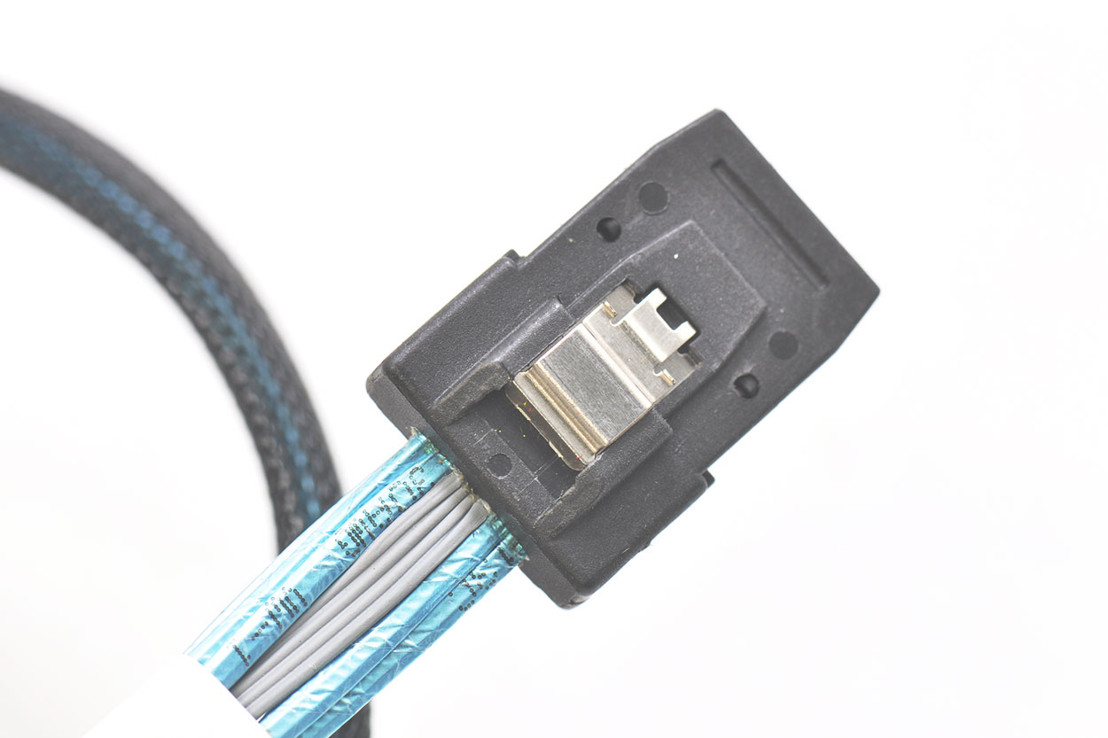 售完存档：85厘米长Molex莫仕原装MINI SAS线SFF 8087对变头直角8643 HD SAS服务器存储阵列卡背板数据线 12G对 ...