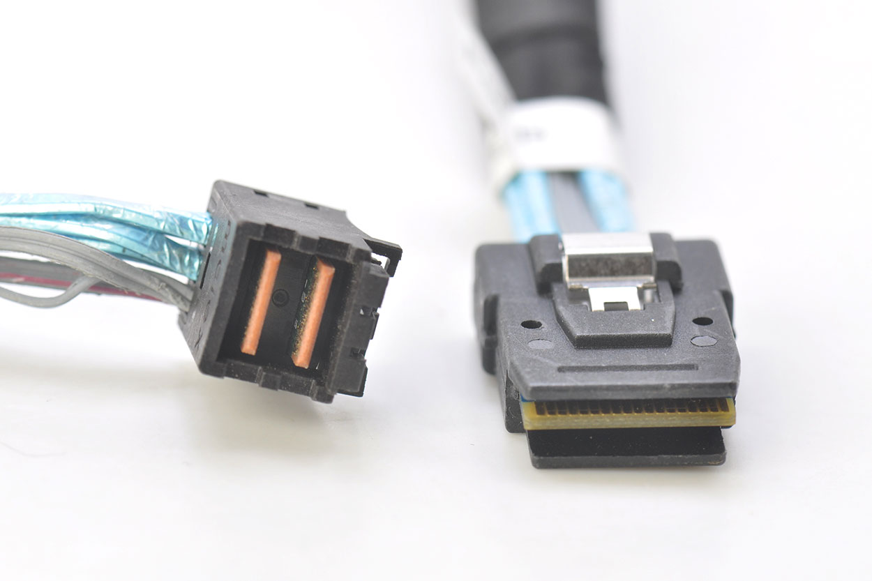 售完存档：85厘米长Molex莫仕原装MINI SAS线SFF 8087对变头直角8643 HD SAS服务器存储阵列卡背板数据线 12G对 ...