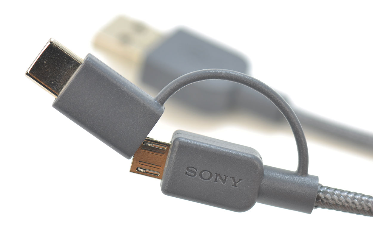 1.5米长原装索尼SONY二合一USB2.0 TO Micro USB转 USB-C Type-C 通用安卓数据线快充充电线USB-A to ...