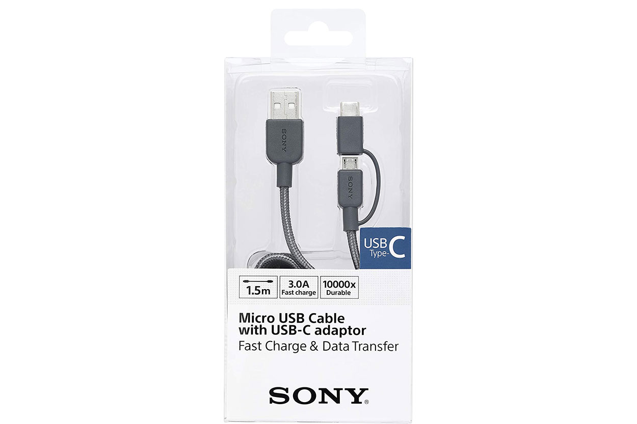 1.5米长原装索尼SONY二合一USB2.0 TO Micro USB转 USB-C Type-C 通用安卓数据线快充充电线USB-A to ...