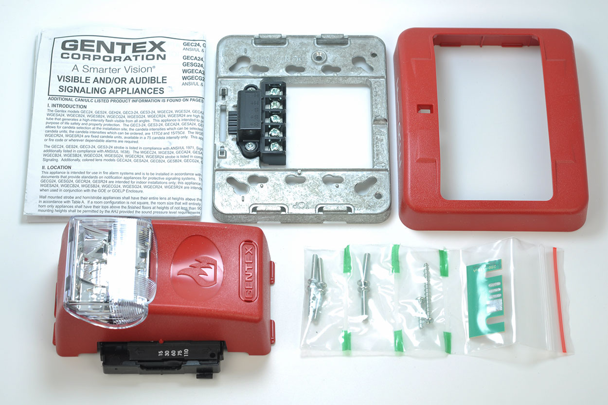 Gentex Corporation GES3-24WR 904-1321-002 Commander Series 红色壁挂式坎德拉闪光灯 ...