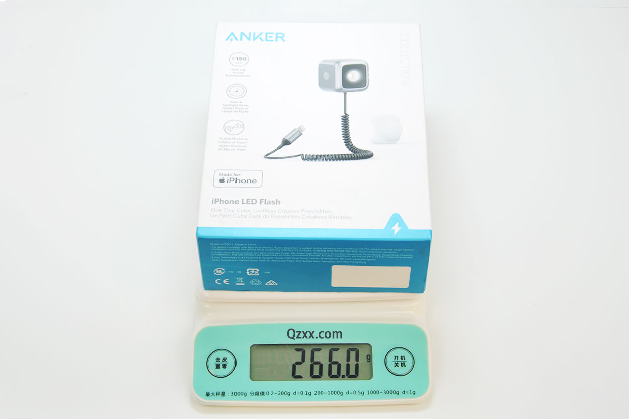 原装正品安克Anker iPhone LED闪光灯直播补光灯A7330 MFI认证 内置Lightning线材 适用于iPhone11 12 ...