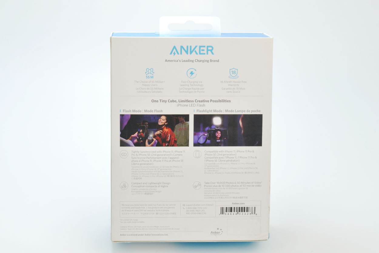 原装正品安克Anker iPhone LED闪光灯直播补光灯A7330 MFI认证 内置Lightning线材 适用于iPhone11 12 ...