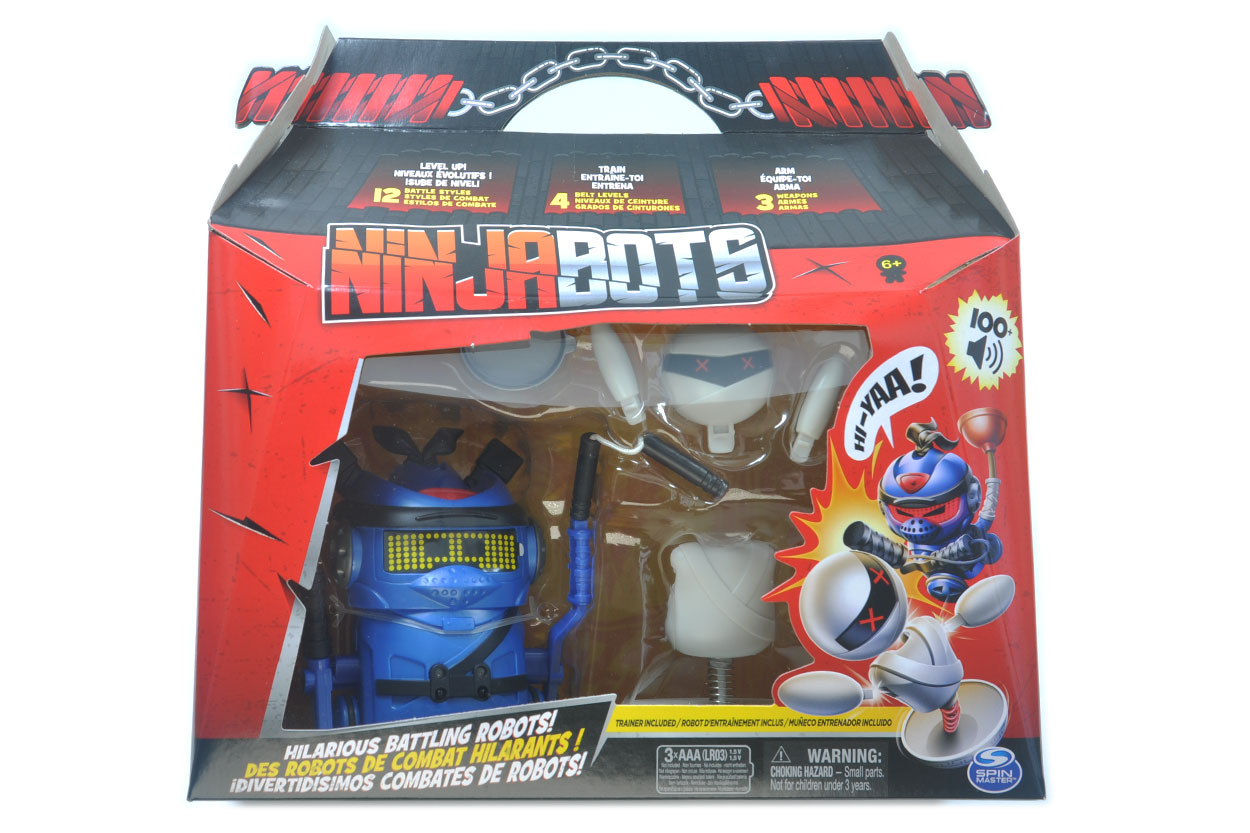 原装蓝色Ninja Bots忍者搞笑战斗机器人 3种武器 教练模式 100多个声音和动作 一个装-青州小熊