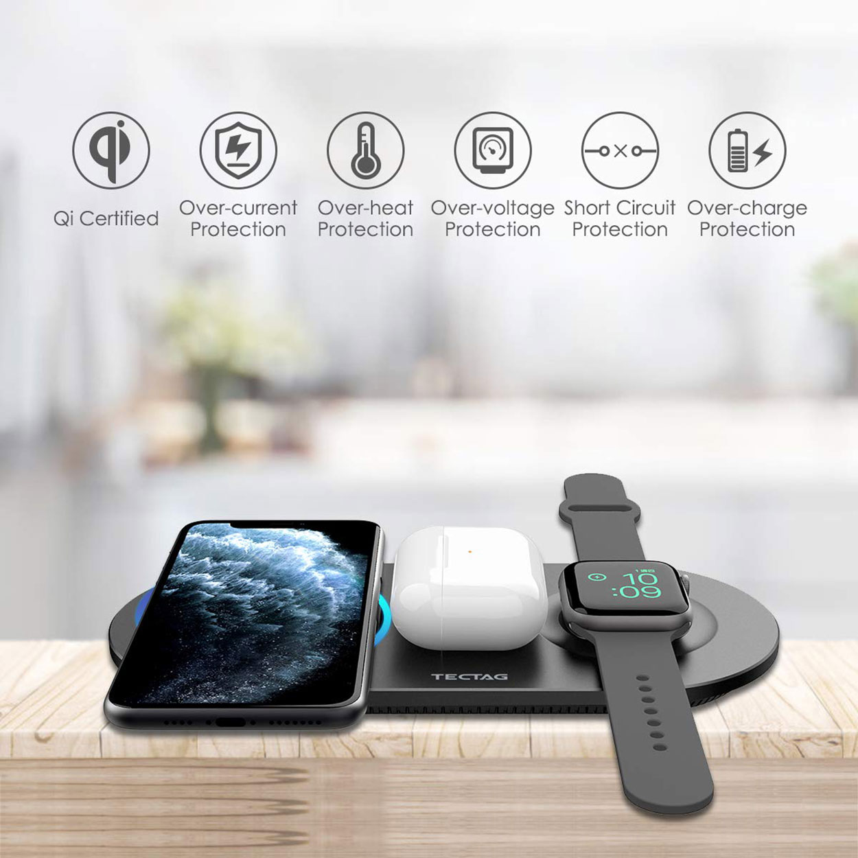 售完存档：TECTAG 10W Fast 3合一 苹果设备全家桶 无线充电板iPhone Apple Watch AirPods QI MIQ ...