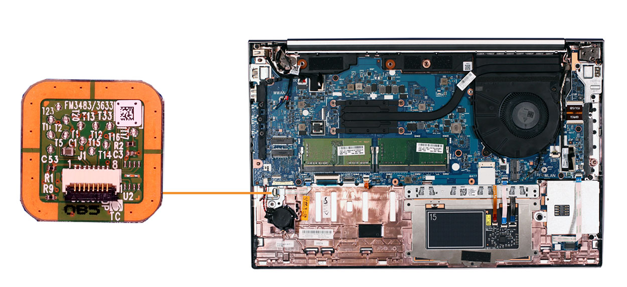 新到货深灰色HP惠普战66五代六代 ZBook Firefly 14 G7 FM3483/3633指纹模块Fingerprint Reader ...