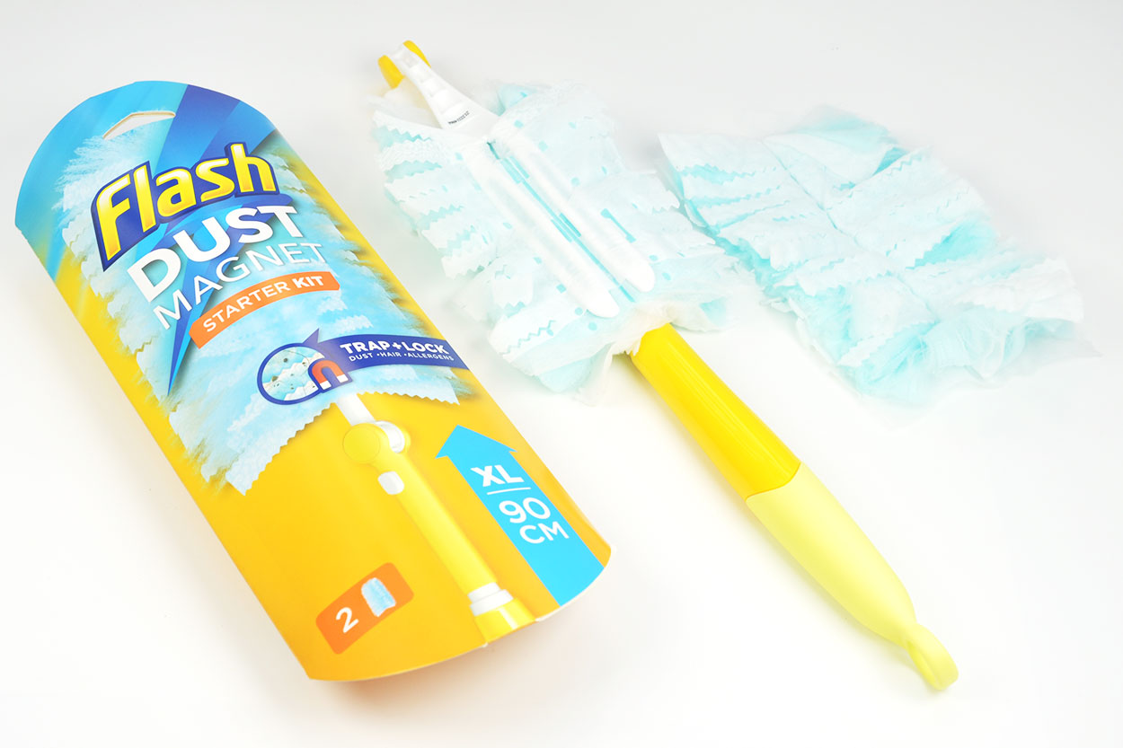 正品Swiffer Dusters 360 FLASH DUST MAGNET XL 90厘米长 神奇防静电除尘掸子 入门套件含 4个魔法除尘 ...