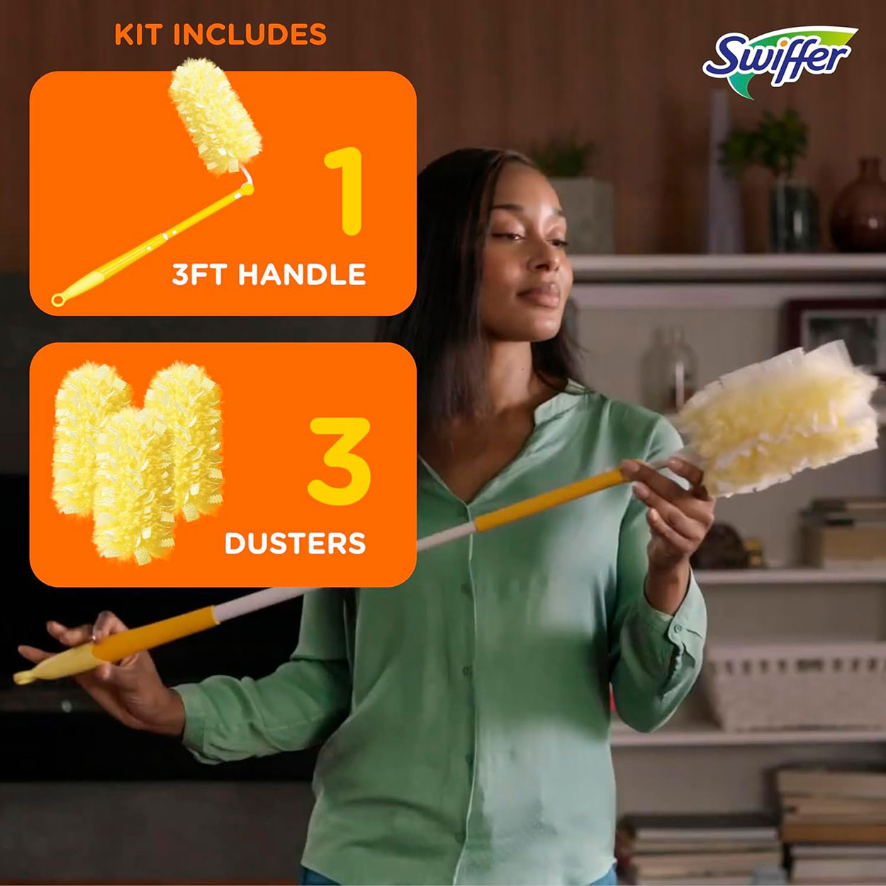 新到货正品Swiffer Dusters 360 FLASH DUST MAGNET XL 90厘米长入门套件含 6个魔法除尘器替换装 ...