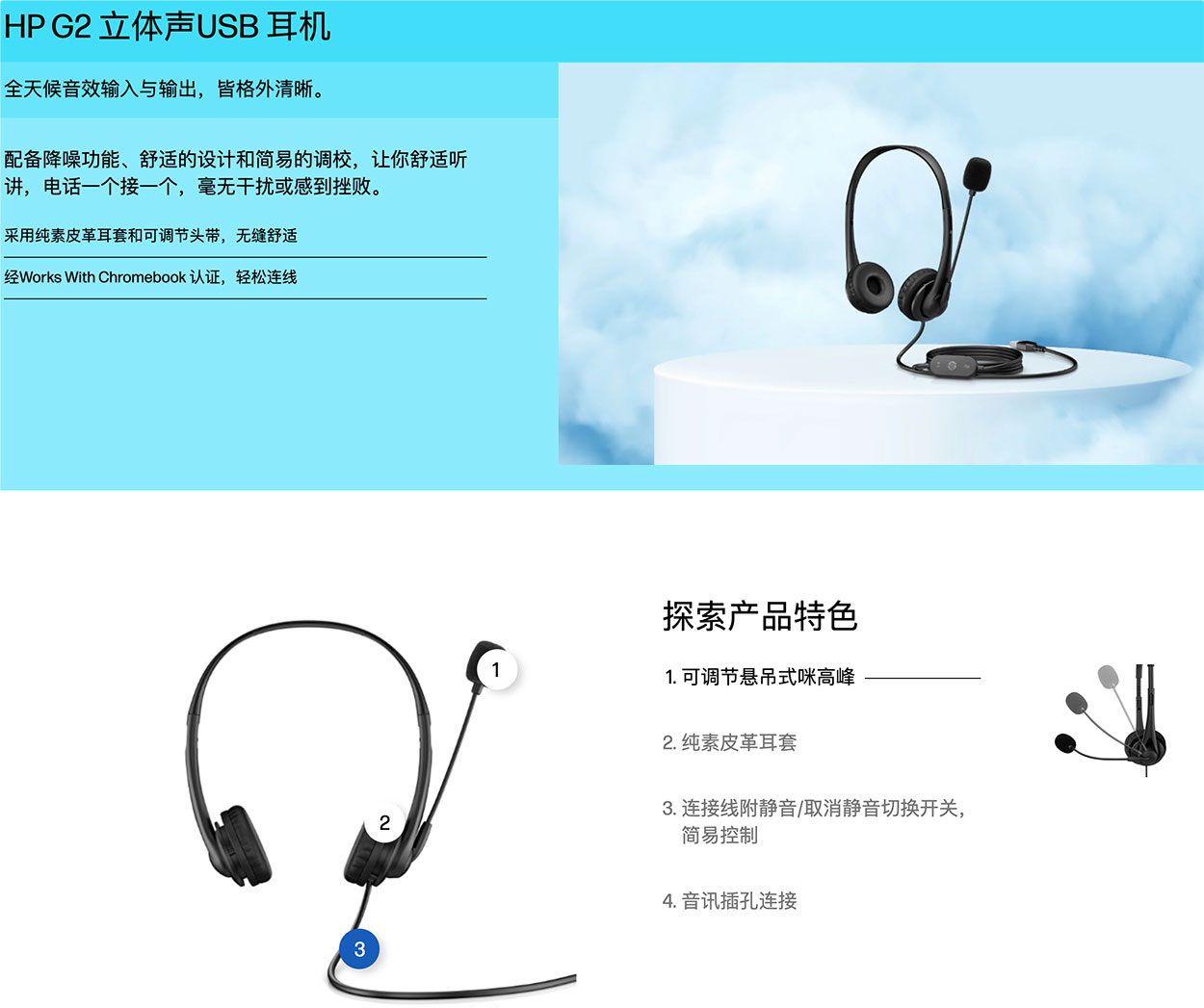 全新惠普USB 立体声有线耳机G2 M75125-001 ALC4032芯片 USB DAC解码 电话客服话务员耳机TPA-A001H ...