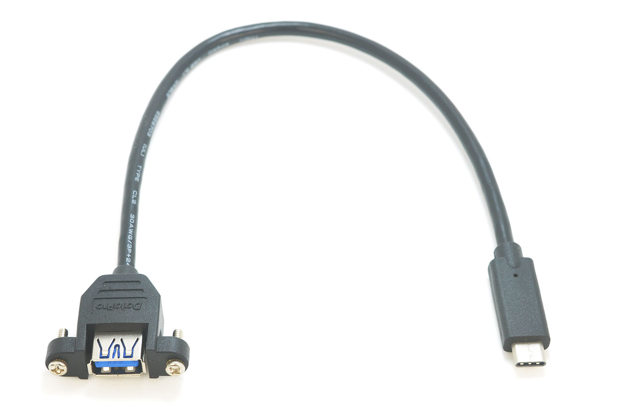 新到货30厘米长DataPro USB-C转USB3.0-A母转TYPE-C-OTG数据线带耳朵螺丝孔固定机箱连接线Panel-Mount ...