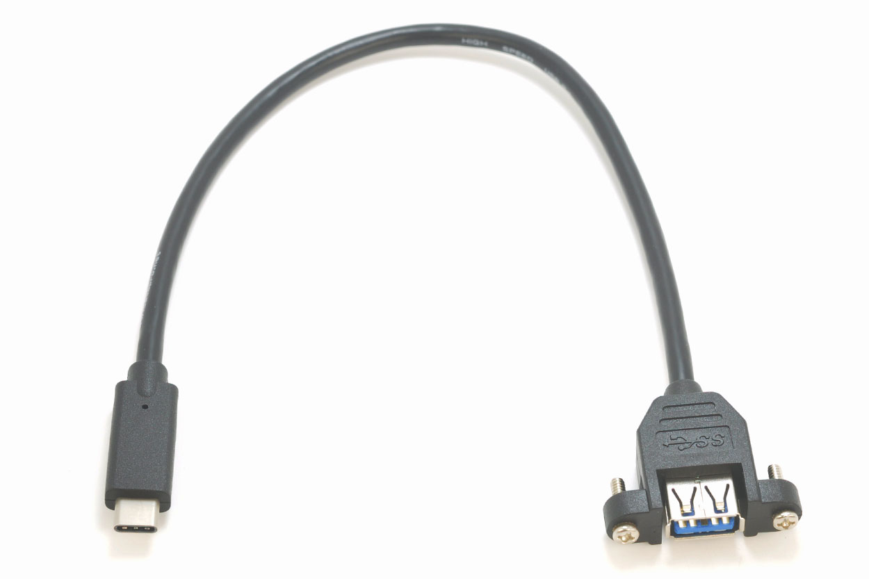 新到货30厘米长DataPro USB-C转USB3.0-A母转TYPE-C-OTG数据线带耳朵螺丝孔固定机箱连接线Panel-Mount ...