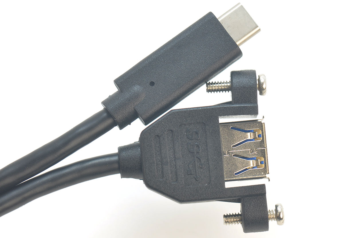 30厘米长DataPro USB-C转USB3.0-A母转TYPE-C-OTG数据线带耳朵螺丝孔固定机箱连接线Panel-Mount USB ...