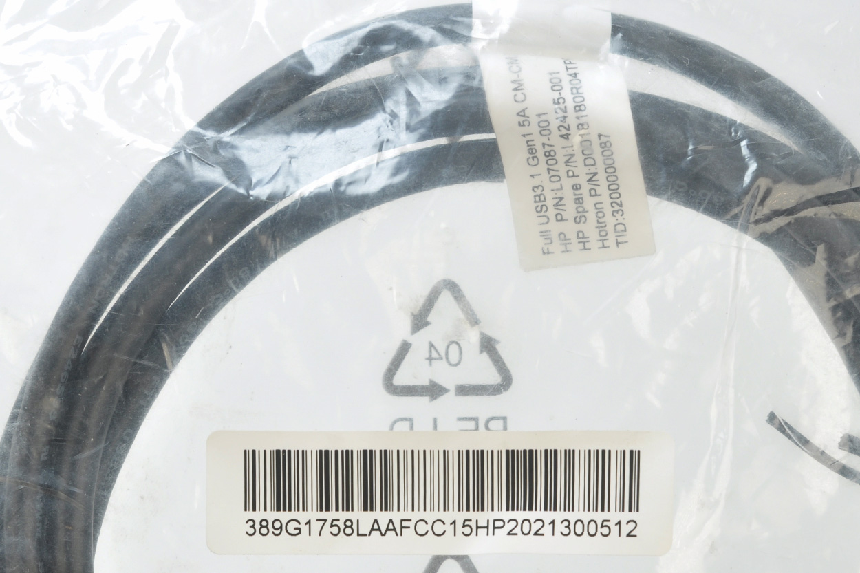 新到货1.8米长惠普USB-C 3.1 Gen 1 Cable 6Ft 20V 5A 100W L07087-001 L07087-001 半 ...