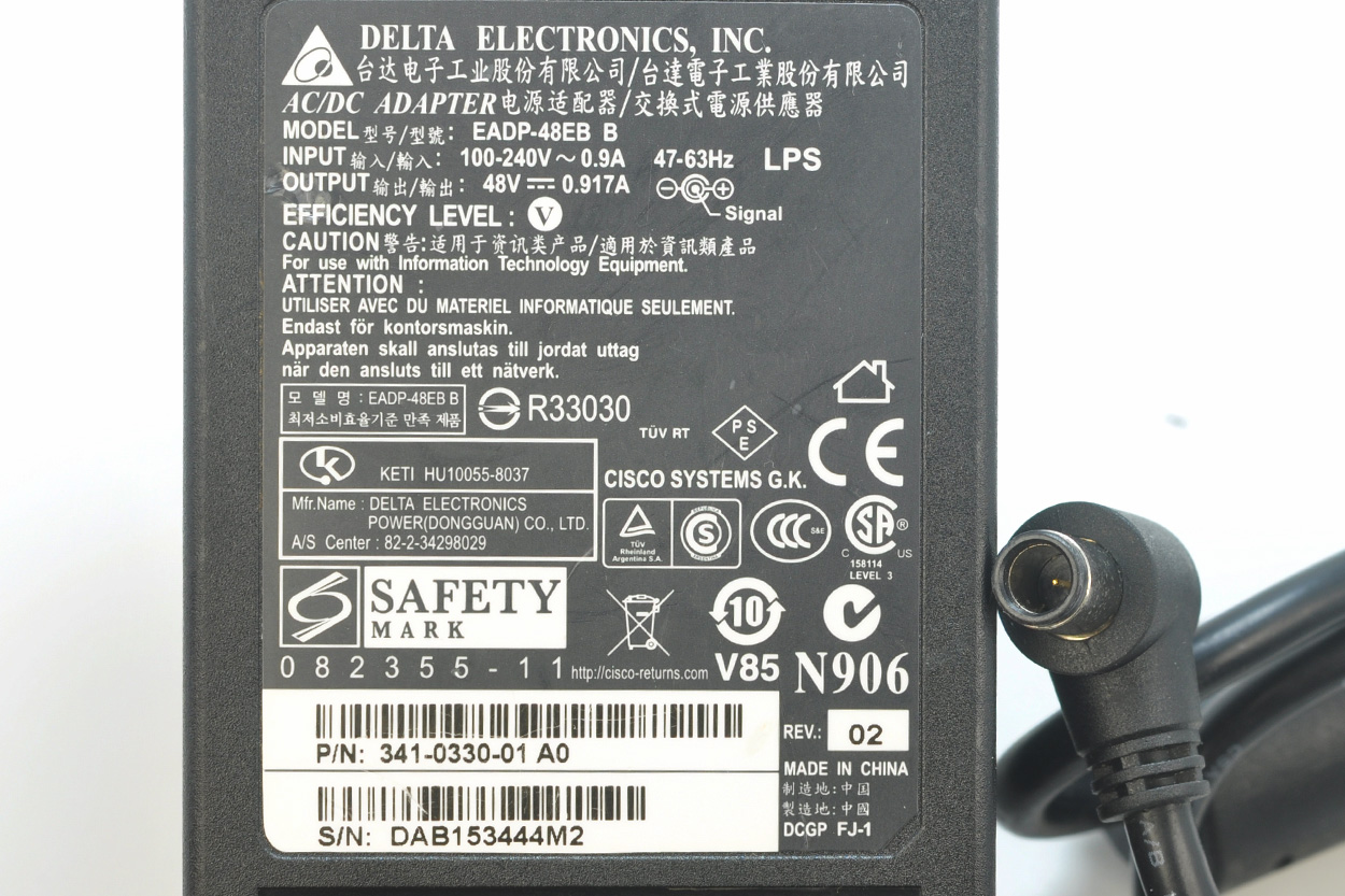 新到货散装二手台达Delta EADP-48EB 341-0330-01 AC Adapter Power Supply 48V 917mA ...